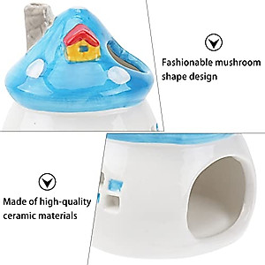 balacoo Ceramic Hamster Hideout Summer Cool Hamster Nest Mushroom Shape Pet Porcelain House for Mini Animals Guinea Pig Gerbil Ferret Syrian Hamster Chinchilla Rat