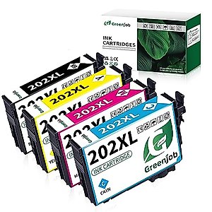 Greenjob 202XL Remanufactured Ink Cartridges Replacement for Epson 202XL Ink Cartridges Multipack 202 XL T202 T202XL to use with Workforce Wf-2860 Expression Home Xp-5100 Printer (BCMY, 4 Pack)