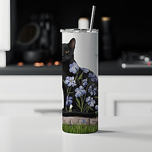 Medpol Cute black cat tumbler with lid and straw 20 oz insulated tumbler cups Cute black cat insulated travel coffee mugs for women cute sippy cups stainless insulated travel cups
