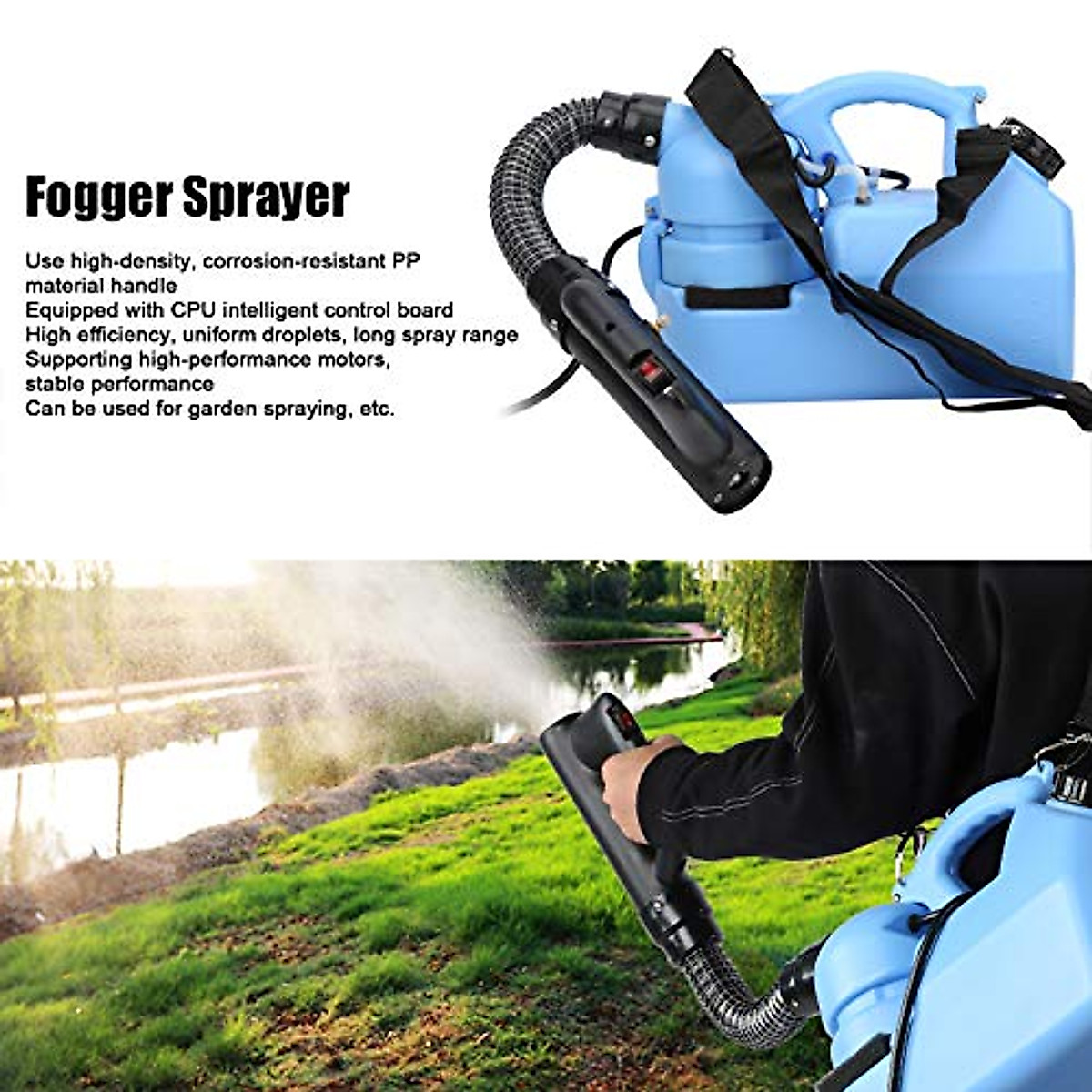 Electric Fogger Sprayer, Fogger Sprayer, Adjustable Spray Volume Portable 8L 850W for Communities Garden(US standard 110V)