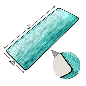 Teal Turquoise Green Wood Kitchen Rugs Non-Slip Soft Doormats Bath Carpet Floor Runner Area Rugs for Home Dining Living Room Bedroom 72" X 24"