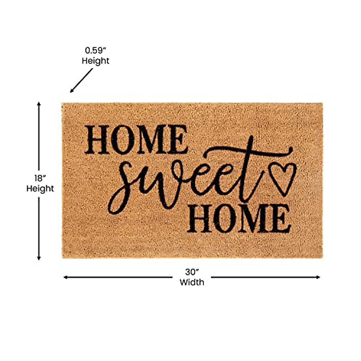 Flash Furniture Harbold Indoor/Outdoor Coir Doormat - Natural Background with Black Home Sweet Home Message - 18" x 30" - Non-Slip Backing