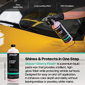 Malco Cherry Flash Automotive Liquid Paste Wax – Protect & Shine Your Vehicle / Easiest Way to Hand Wax Your Car / Lasting Gloss & Protection For Cars, Trucks, Boats and Motorcycles / 32 Oz. (124832)