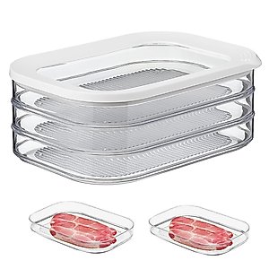 Deli Meat Container for Fridge, Bacon Lunch Meat Container for Refrigerator, Meal Prep Containers, Stackable Food Storage Boxes with Lid for Cold Cuts, Salami, Deli, Lunch Meat, BPA Free, 18.6oz