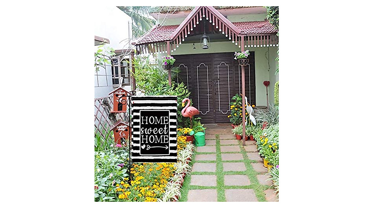 Welcome Home Watercolor Stripes Garden Flag | Durable Outdoor Décor