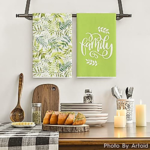 Artoid Mode Green Leaves Eucalyptus Spring Kitchen Towels Dish Towels, 18x26 Inch Seasonal Summer Family Holiday Decoration Hand Towels Set of 2