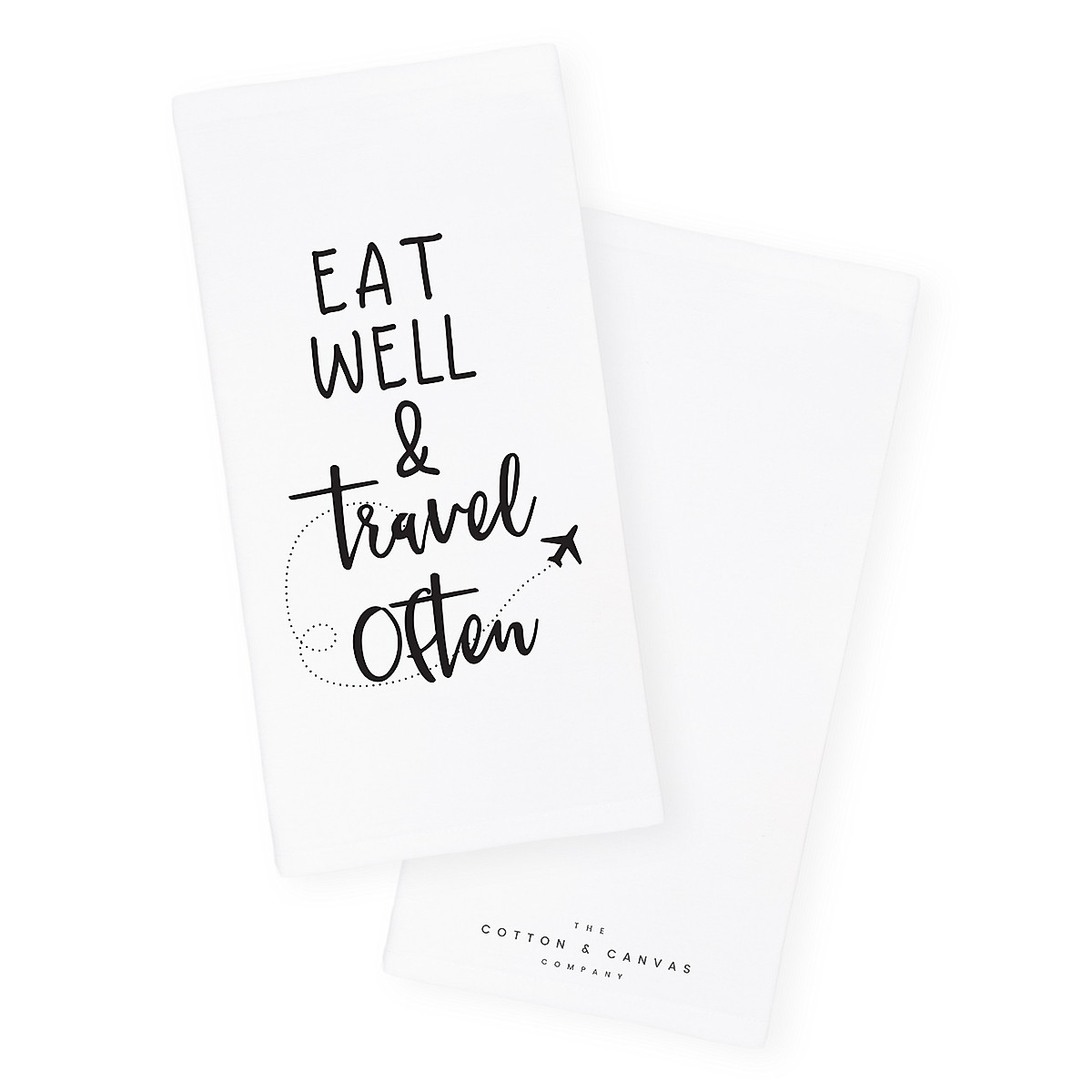 The Cotton & Canvas Co. Eat Well Travel Often Soft and Absorbent Kitchen Tea Towel, Flour Sack Towel and Dish Cloth