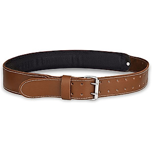 LAUTUS 3-Inch Tapered Padded Work Belt in Heavy Oiled Tanned Leather| 32-Inch to 45-Inch | Brown|