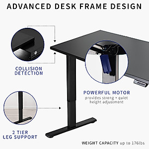 VIVO Electric Square Corner 55 x 24 inch Height Adjustable Memory Control Stand Up Desk, Black Solid Top, Black Frame, Standing Workstation, 1B-S Series, DESK-KIT-1B55S-B