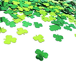 Party Table Decoration Birthday Confetti St. Patrick's Day Shamrock Confetti Clover Confetti Forest Metallic Foil Table Scatters Confetti for Party Festival Theme Party Decorations 1.5oz