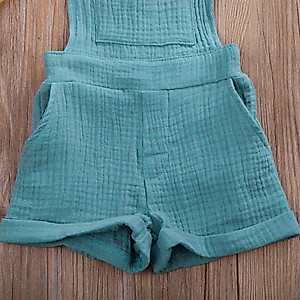 Mubineo Toddler Girl Boy Basic Plain Pocket Bib Overalls Summer Overall Shorts (Grey Blue, 3T)