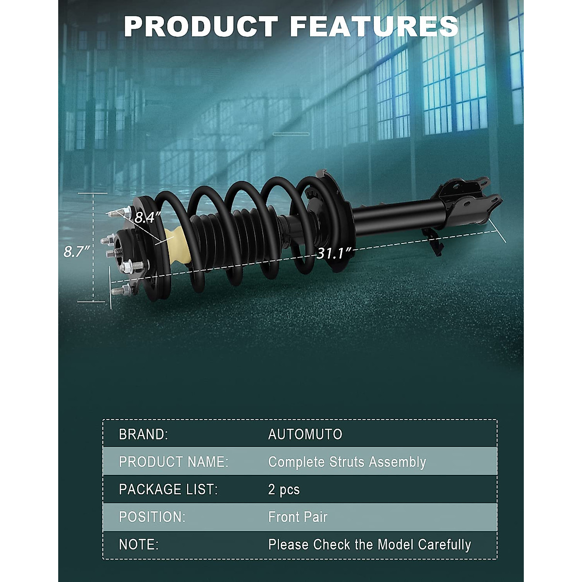 AUTOMUTO 2x Front Strut Spring Assembly Shock Absorber FWD for 2001-2012 for Ford Escape,2001-2006 for Mazda Tribute,2008-2011 for Mazda Tribute,2005-2011 for Mercury Mariner