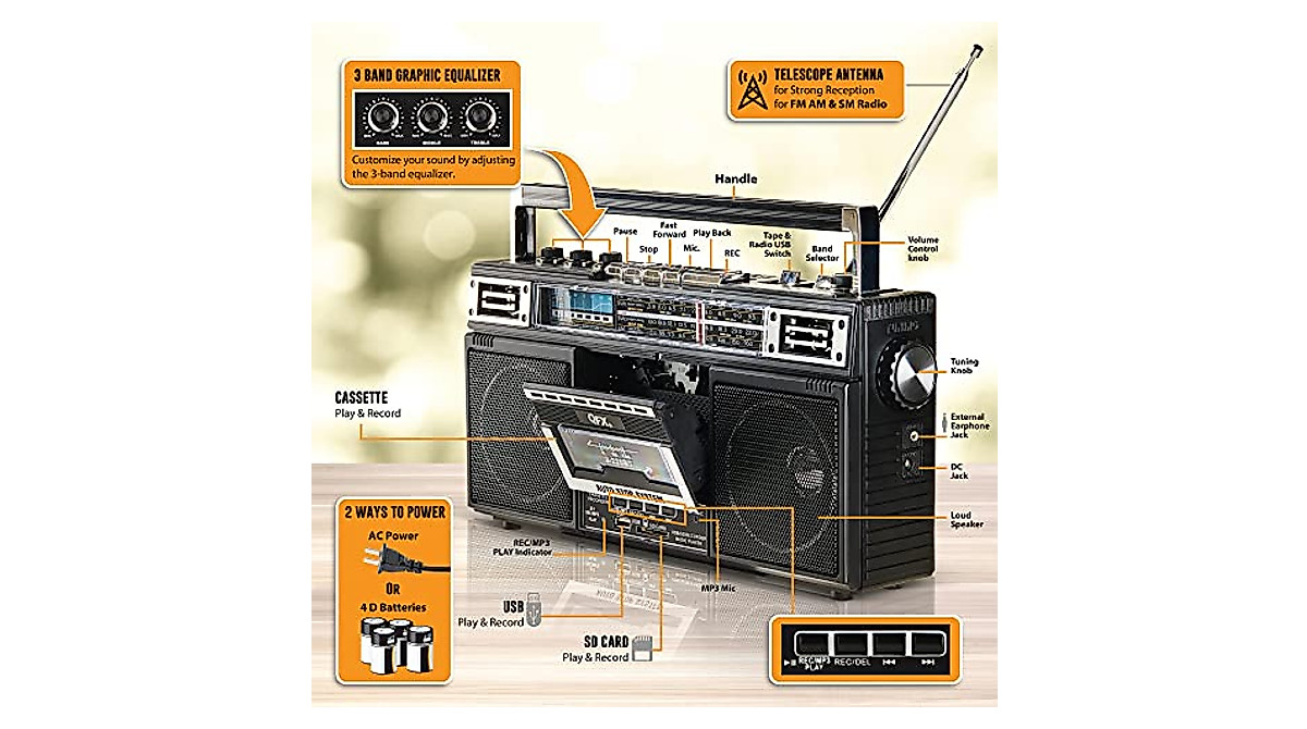QFX J-220BT Boombox: Bluetooth & MP3 Features