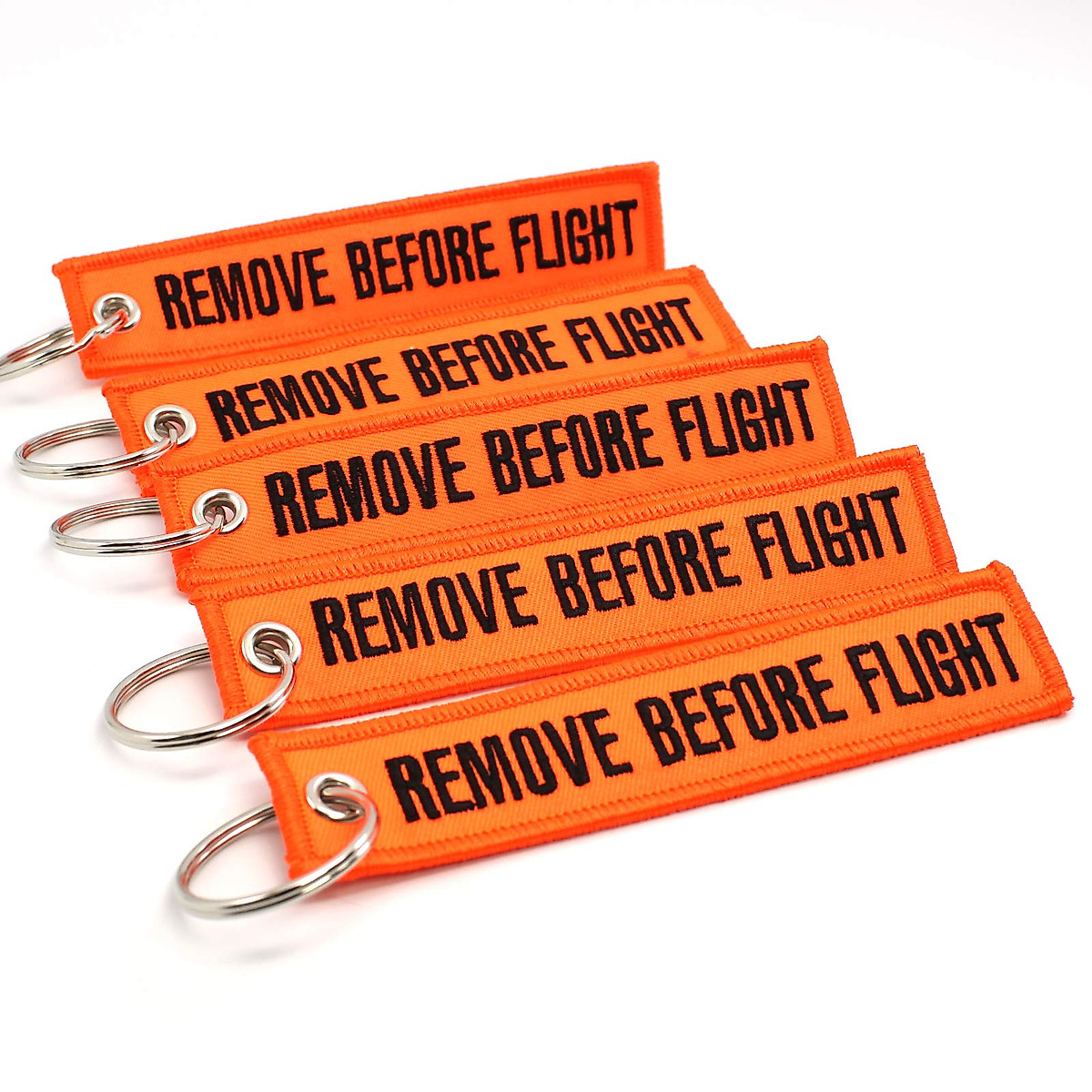 Rotary13B1 Remove Before Flight Keychain - NEON Orange/Black 5PCS