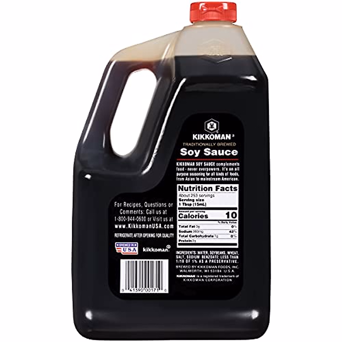 Kikkoman - Traditionally Brewed Soy Sauce, Organic Soy Sauce, All Purpose Seasoning, No Added Preservatives - 1 Gallon (Pack of 1)