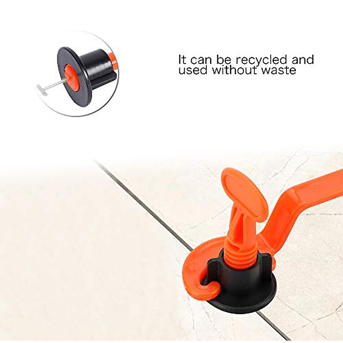 Tile Leveling System 1/16" Kit Reusable, 200pcs Tile Leveler Spacer with 1000pcs 2mm Tile Spacers, 5pcs Wrench and 20pcs 1/16" Replaceable Steel Pin