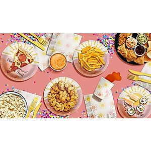 First Trip Around the Sun 1st Birthday Party Supplies Set Plates Cups and Napkins Tableware Kit for 16 64 Piece