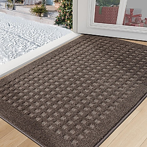 BEQHAUSE Dog Door Mats for Muddy Paws 32"x48", Absorbent and Dirt Trapper Doormat Indoor Floor Mats Non-Slip Washable Rugs for Entryway, Welcome Mat for Front Back Door, Muddy Wet Shoes, Brown