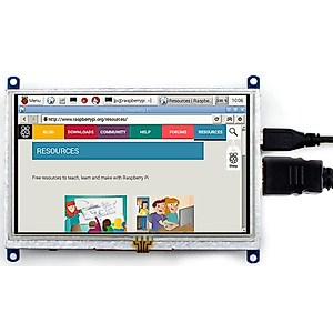 waveshare 5inch HDMI LCD Resistive Touch Screen LCD (B), 800x480 Resolution, Support All Versions of Raspberry Pi,Windows 10/8.1/8/7, BB Black, as Well as General Desktop Computers