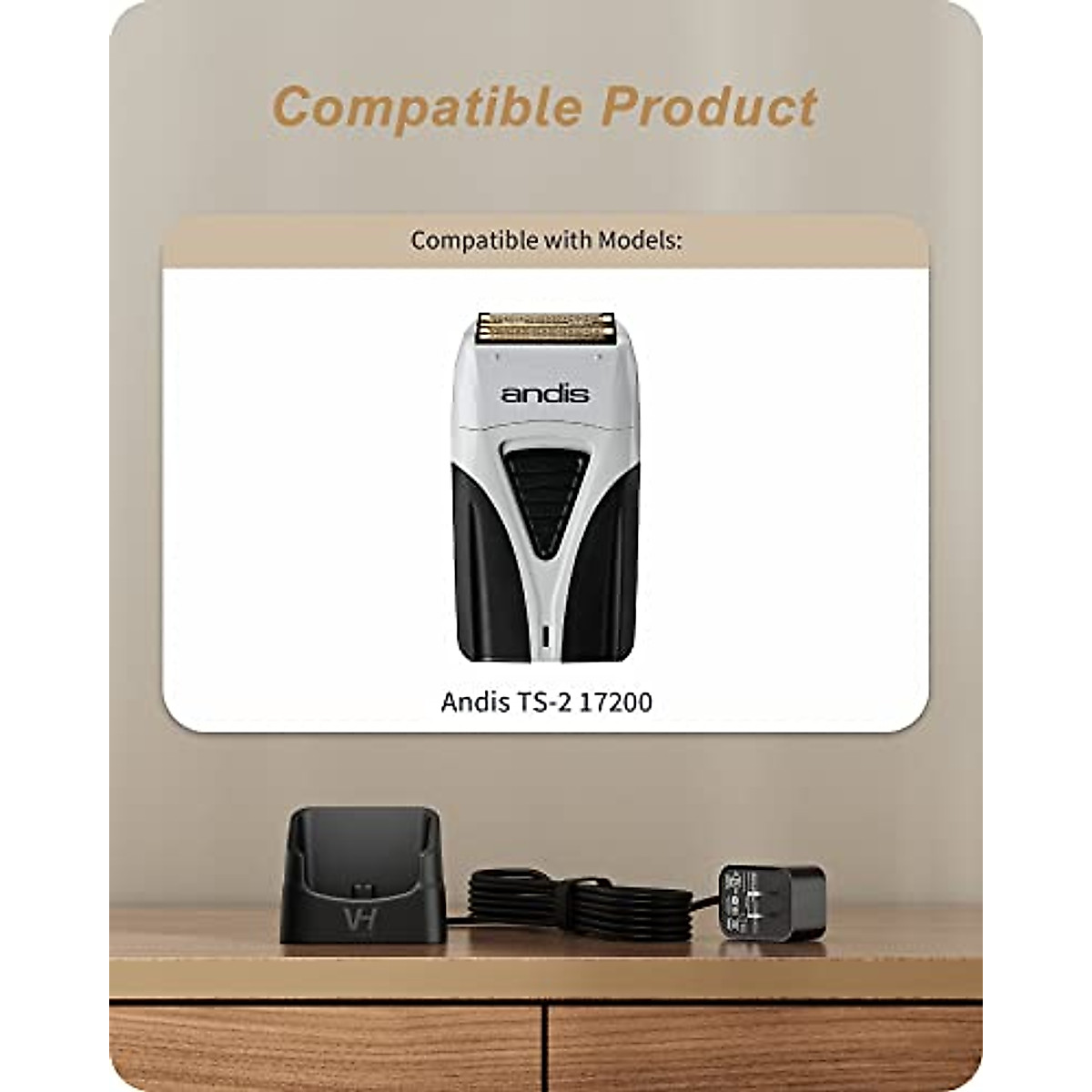 for Andis Charger Base, Replacement Andis Charger Stand with Charging Cord Compatible with Andis Profoil Lithium Plus Titanium Foil Shaver 17200 TS-2