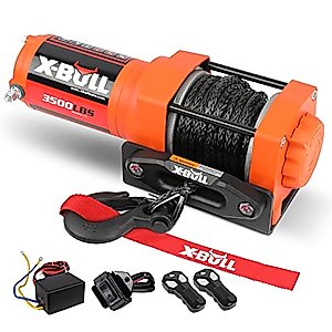 X-BULL 3500LBS Electric Winch -12V Synthetic Rope Electric Winch for Towing ATV/UTV Off Road with Mounting Bracket Wireless Remote New