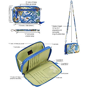 Brentano Cotton quilted double-zipper crossbody wallet purse and clutch (TROPICAL PARADISE)