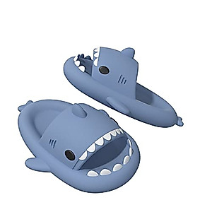 ChayChax Boys Girls Cloud Shark Slides Novelty Sandals Toddlers Cute Non-Slip Beach Pool Shower Slippers with Comfy Cushioned Thick Sole，Haze Blue，3-4 Big Kid