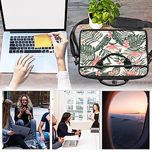 Palm Tree Flower Laptop Computer Bag Waterproof Shoulder Messenger Bag 13-15 inch Durable Laptop Tote Bag with Shoulder Strap Handle Lightweight Crossbody Briefcase
