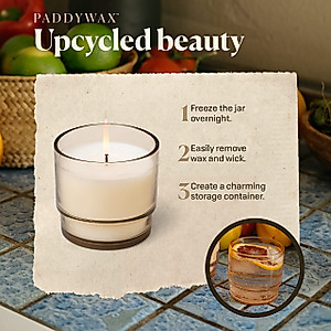 Paddywax Candles Al Fresco Collection, Naturally Scented Candle, 7 Ounces, Cotton + Teak, Beige