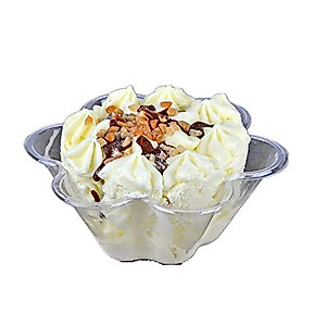 Healthcom 50 Packs Clear Plastic Ice Cream Dessert Bowls Dessert Cups Flower Ice Cream Cup Sundae Bowls Disposable Plastic Dessert Bowls Holder Salad Serving Bowl for Tasting Party Appetizers