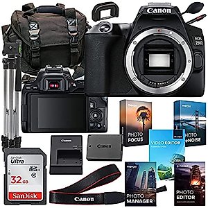 33rd Street Camera Canon EOS 250D (Rebel SL3) DSLR Body Only Camera Bundle + Accessory Kit Including Photo & Video Editing Software Package (Renewed)
