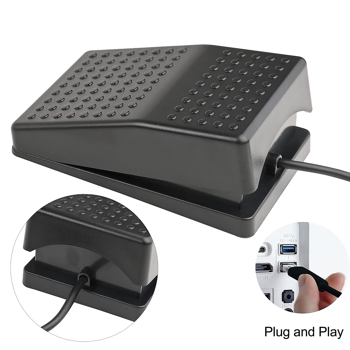 iKKEGOL Upgraded USB Foot Switch Single Pedal Mechanical Control Footswitch Map Mouse Keyboard Hotkey Combination Key press Simulator Program Page Turner Game Transcription HID