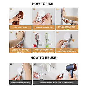 RIVAMBER 3-Pack Suction Cup Hooks, Razor Holder for Shower, Waterproof Hook for Hanging Towel Loofah Bathroom Kitchen, Heavy Duty White Hanger for Glass Tile Wall