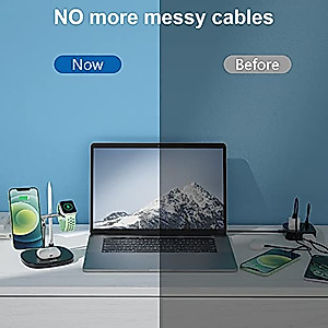 ZUBARR 4 in 1 Fast Wireless Charger, Magnetic Wireless Charging Station Compatible with iPhone 14/13/12 Series, iWatch SE/6/5/4/3/2, Airpods 2/Pro and Pencil 1nd with QC 3.0 Adapter