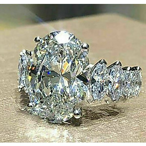 Cuteshop Elegant Huge Zircon Wedding Ring 18k Platinum Plated Shiny Cubic Zirconia Crystal Diamond Wedding Jewelry for Women (7)