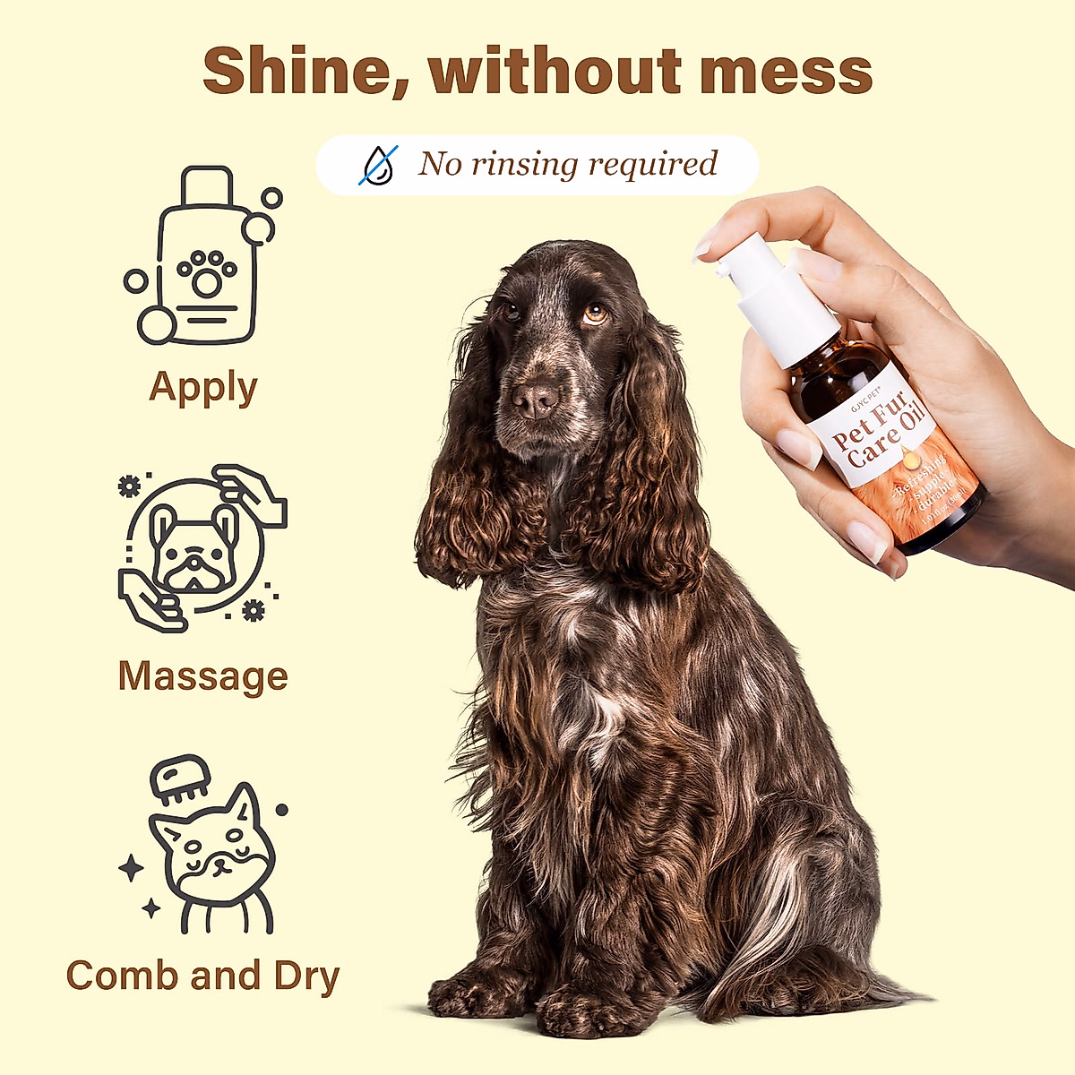 GJYC PET Pet Fur Care Oil - Detangles, Reduces Shedding - Adds Shine with Collagen & Natural Oils - Leave-in Conditioner for Dogs & Cats - 1.01 fl. oz