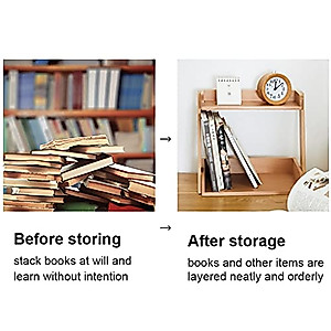 Solid Wood Bookshelf Book Storage Rack Article Storage Rack Small Storage Rack Desktop Storage Rack Suitable for Bedroom, Living Room, Office