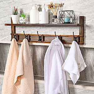 Popin Lover Coat Rack Wall Mount with Shelf, 28.9 Inches Coat Hooks Wall Mounted with 5 Hooks, Hat Wall Hooks for Hanging in Entryway, Living Room, Bathroom, Bedroom