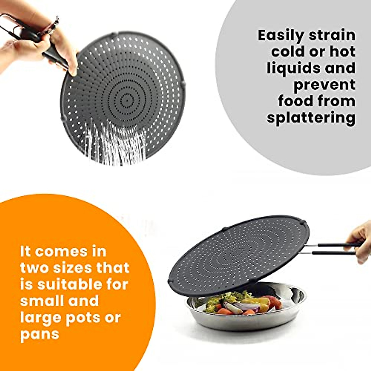 Beckon Ware 13 inch Oven Safe Silicone Splatter Screen for Frying Pan, Black