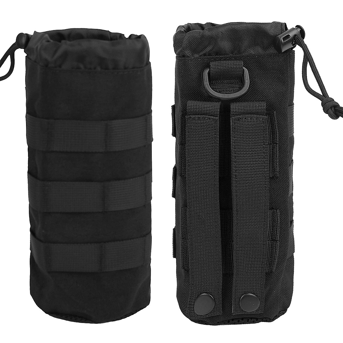 LOOGU Sports Water Bottle Pouch Bag, Molle Water Bottle Holder with Drawstring Open Top & Mesh Bottom, Travel Mesh Water Bottle Bag Tactical Hydration Carrier