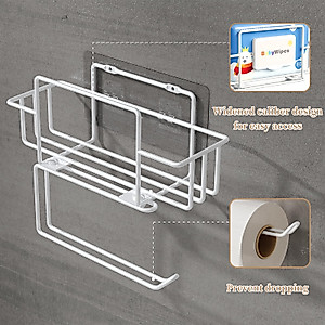 X-cosrack Toilet Paper Holder with Shelf, Wall Mount/Adhesive Matte White Toilet Paper Holder, Wipes Dispenser for Bathroom, Metal Bathroom Toilet Paper Holder for Kitchen, Bedroom