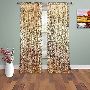 YCC 9X8FT Gold Sequin Curtain Backdrop Panel for Wedding Party Christmas Party Curtains Glitter Photo Background for Wedding Baby Shower Stage Home Decorations