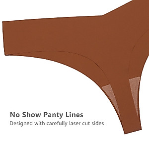 SHARICCA Women Seamless Thong No Show Strench Underwear Comfortable Invisible Soft Panties 7 Pack (7P01,S)