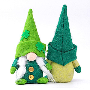 LUCKYBUNNY 2PCS Cute St Patrick's Day Gnome Doll, Handmade Tomte Swedish Nisse Toy Scandinavian Dwarf Elf Plush Dolls for Irish Holiday Party Home Decoration