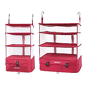 TABITORA Portable Hanging Travel Shelves Bag Packing Cube Organizer Suitcase Storage Large Capacity Rose L+XL