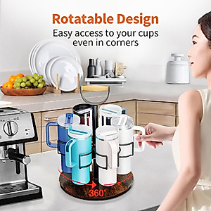 Ansbell Water Bottle Organizer Holder Compatible for Stanley Cup and Straw with Handle,Rotatable Cup Holder Rack,Kitchen Organizers and Storage for Stanley Cup Accessories