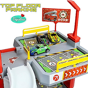 Fajiabao Garage Building Track Car Playset Parking Lot Firetruck Toys