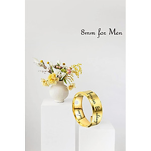 Personalized Matching Rings for Couples Black Gold Silver,Engraved Promise Rings for Couples Set with 2 Rings,Wedding Engagement Rings Sets for Him and Her Valentine's Day Jewelry Gift (Gold)