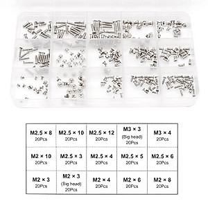 QTEATAK 300Pcs Silver Laptop Notebook Computer Replacement Screws Kit for Laptop SSD Hard Disk SATA