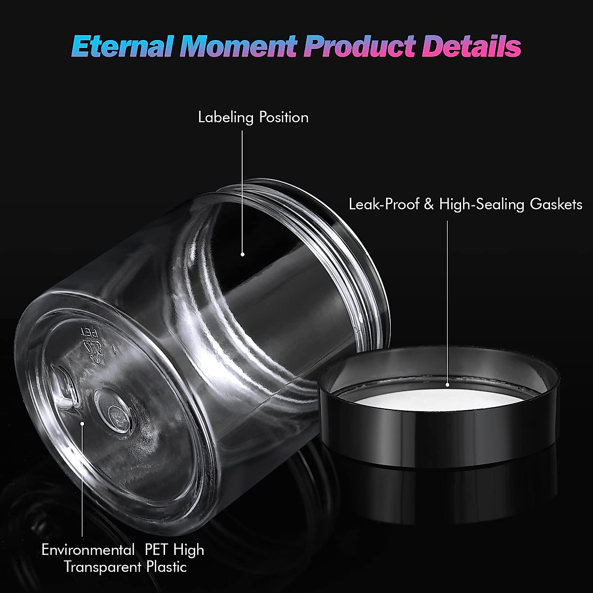 36 Pack 4 OZ Jars Round Clear Cosmetic Container with Lids, Eternal Moment Plastic Slime Jars for Lotion, Cream, Ointments, Makeup, Eye shadow, Rhinestone, Samples, Pot, Travel Storage